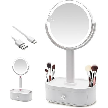 Mainstays LED Makeup Mirror, Rechargeable Vanity Mirror with Lights and ...