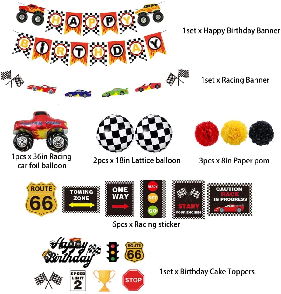 Buy Race Car Birthday Party Decoration Set Race Car Party Signs Racing ...