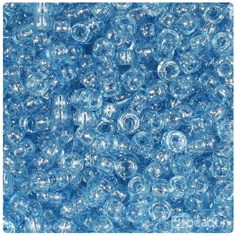 BeadTin Light Sapphire Sparkle 6.5mm Mini Barrel Pony Beads (1000pcs ...