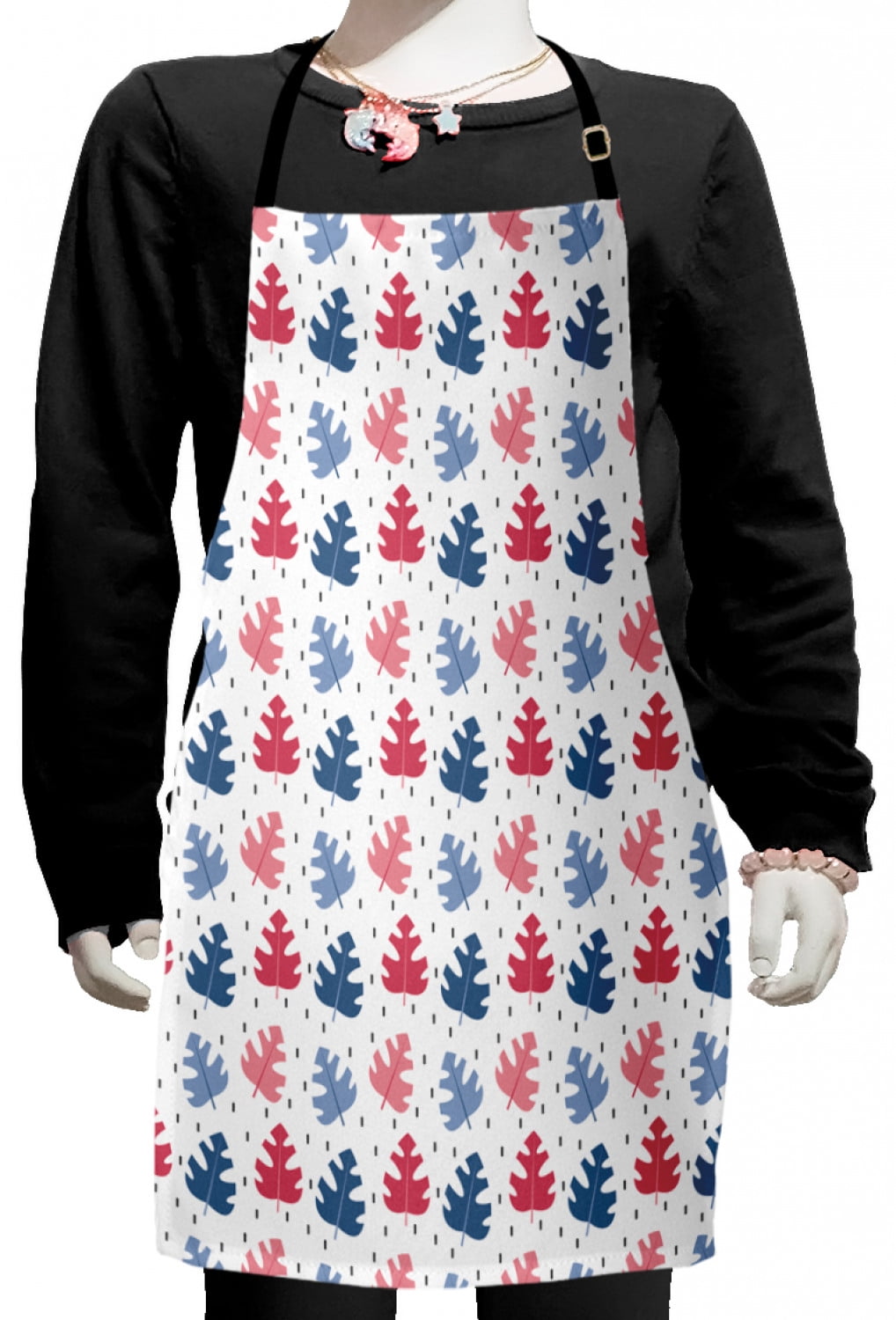 Leaves Kids Apron, Fall Foliage Motifs Dotted Design Illustration ...