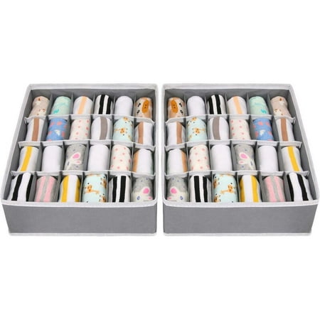 2 Pack Textile Organisers Drawer Dividers, 24 Cell Foldable Underwear ...