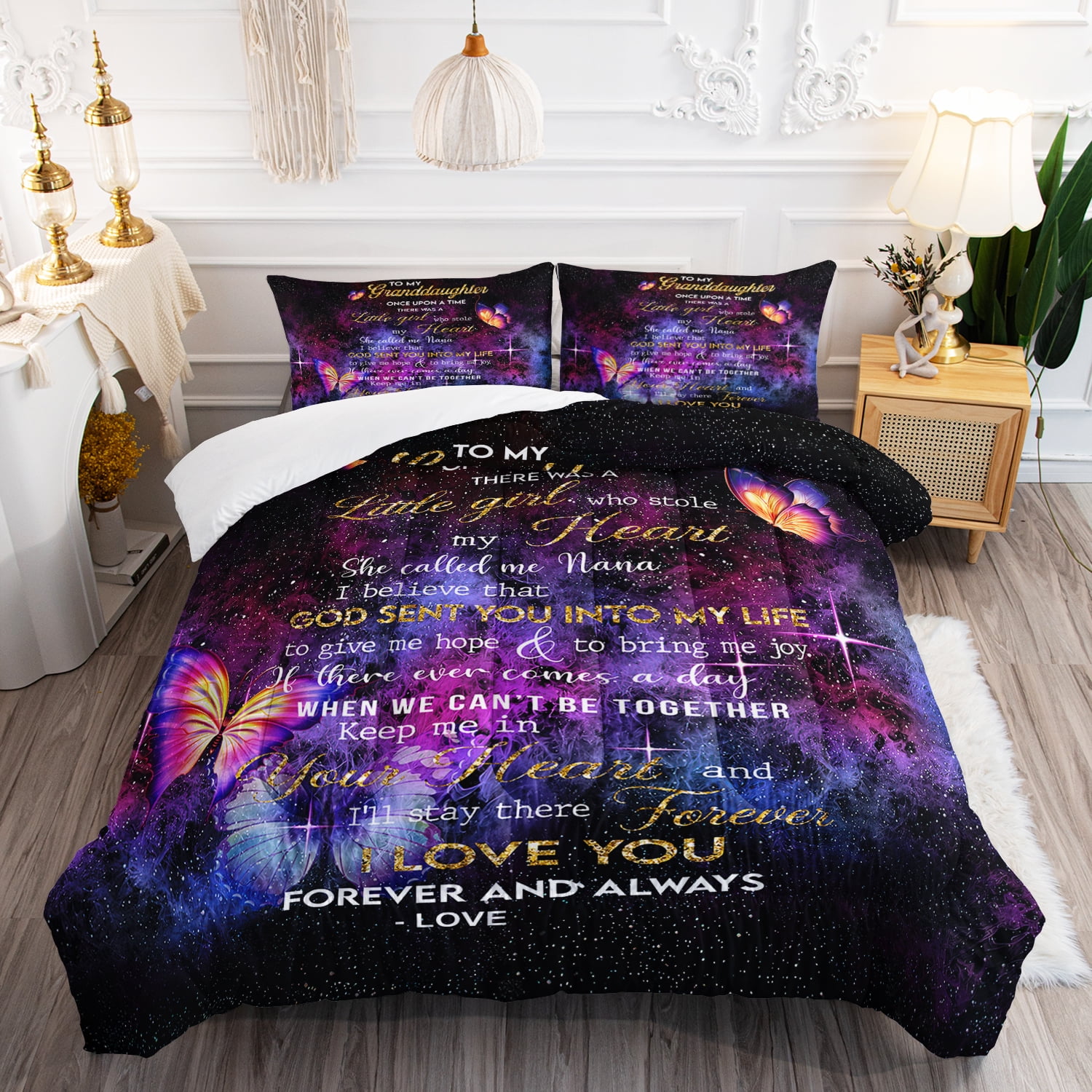 Hosima 3-Piece 3D Digital Comforter With Alphabetic Patterns, Adult And ...