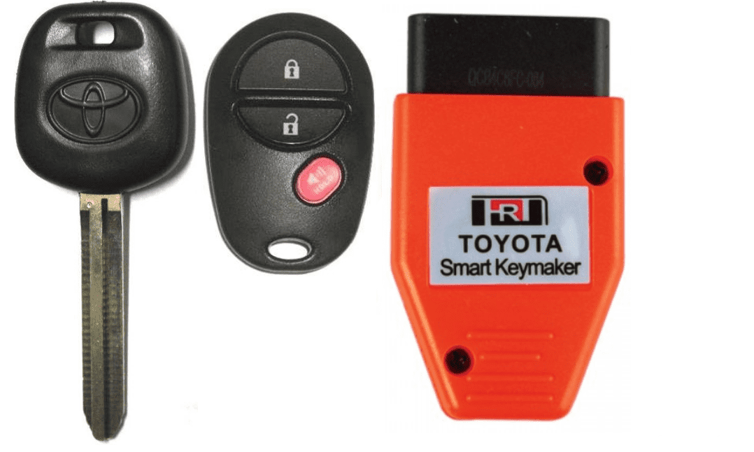 Toyota Transponder Chip Key 44D Dot + 3 Button Remote + Programming ...