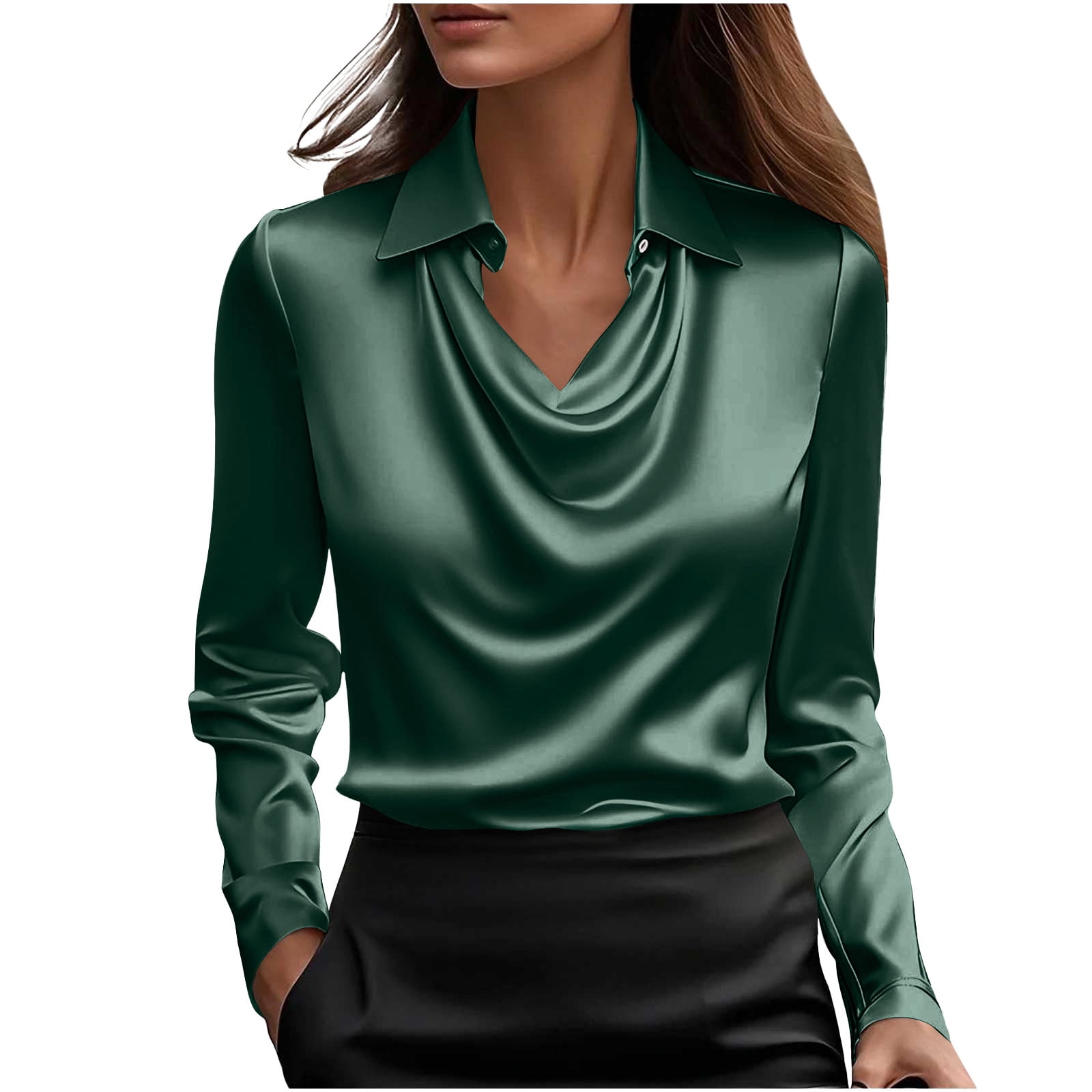Click here for Wrkekc Long Sleeve Blouses For Women Solid Color D... prices