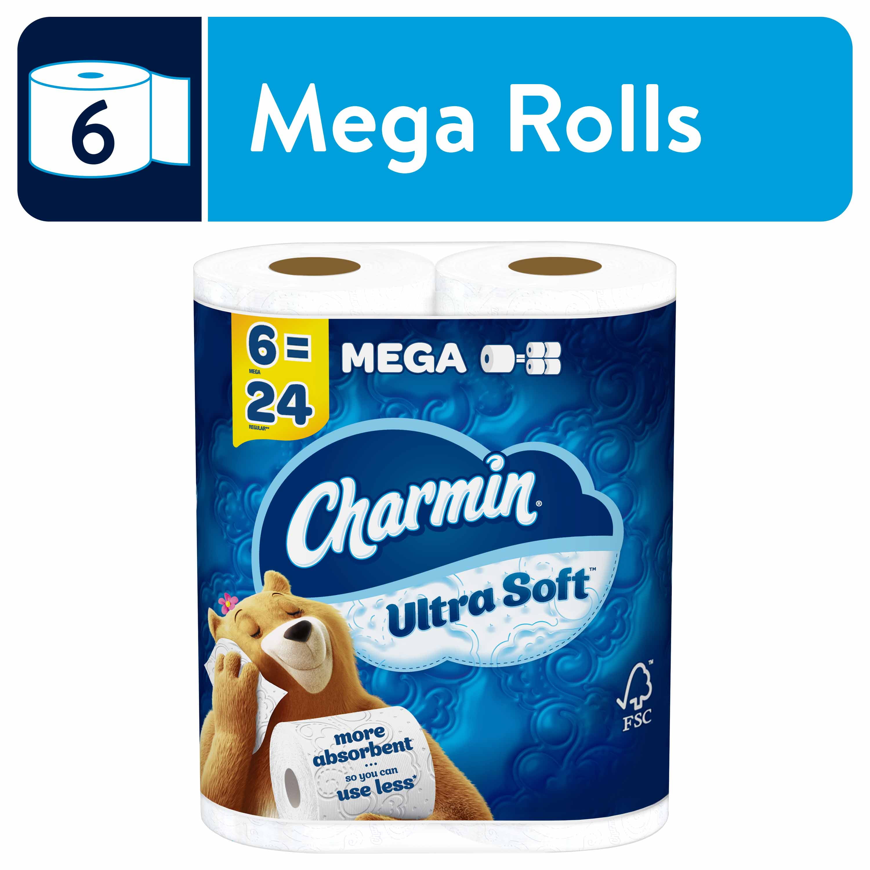 Charmin Ultra Soft Toilet Paper, 6 Mega Rolls - Walmart.com
