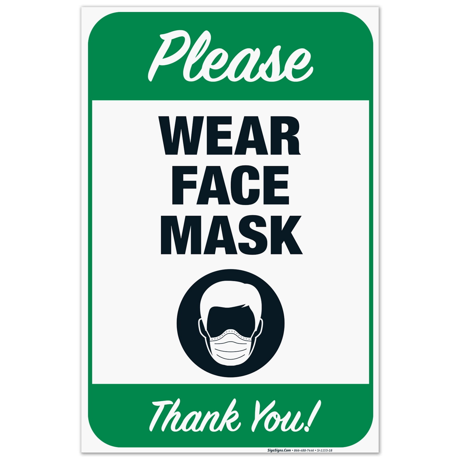 Please Wear Face Mask Sign, Mask Required Sign, 24x36 Corrugated ...