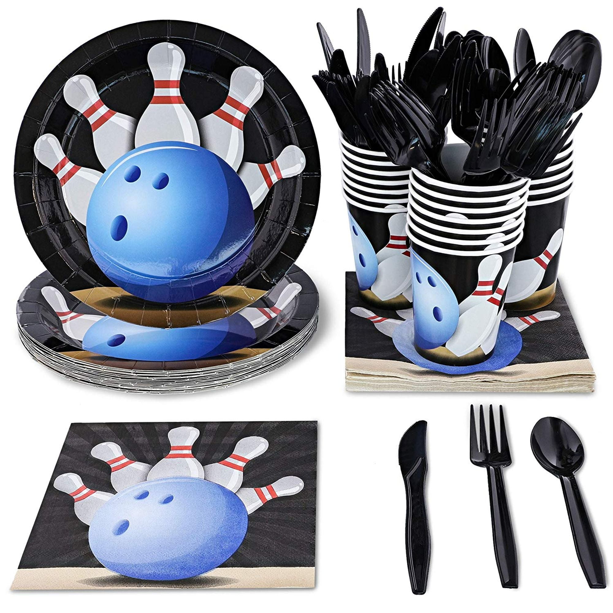 Serves 24 Bowling Birthday Party Supplies 144pcs Plates Napkins Cups