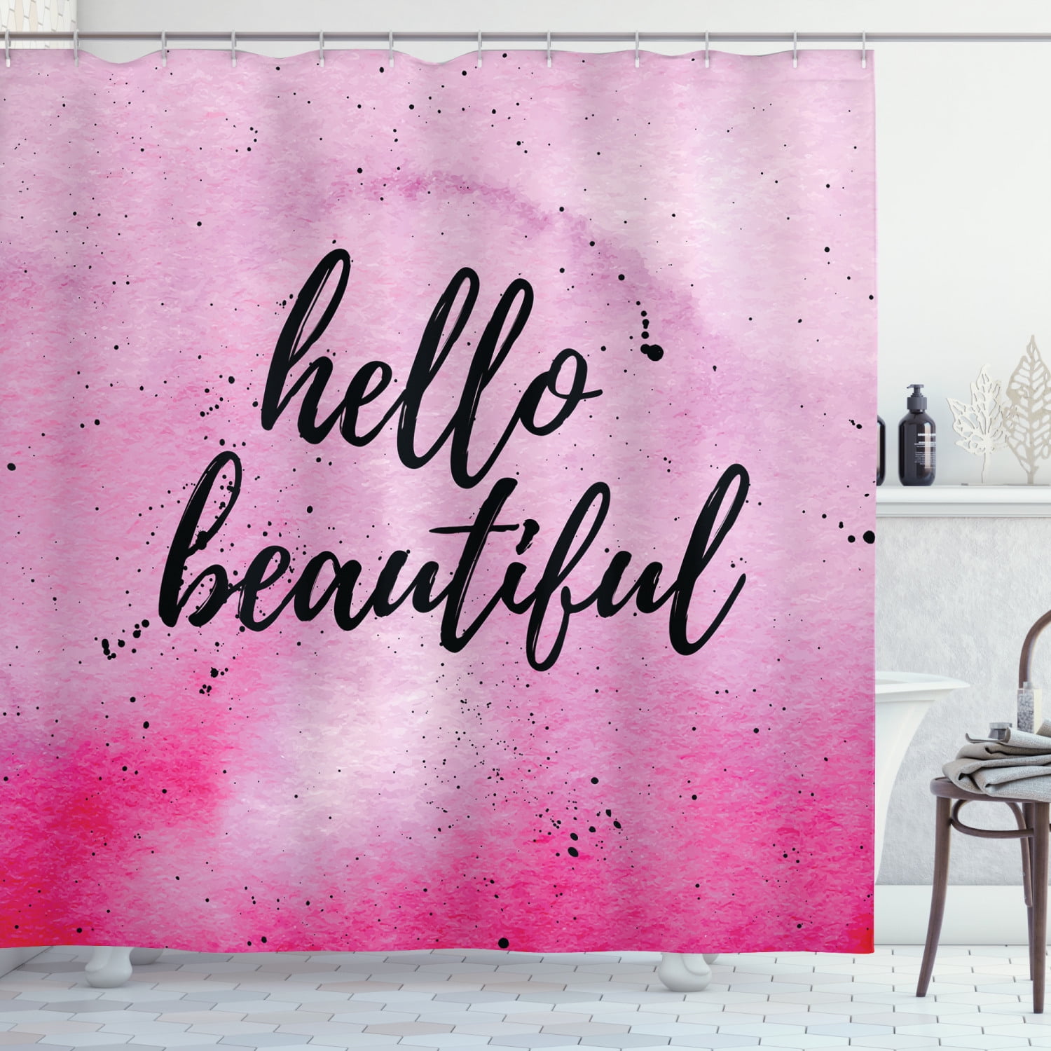 Ambesonne Hello Shower Curtain, Feminine Romantic, 69"Wx84"L, Lilac ...