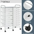 SmileMart 15 Drawers Rolling Storage Bin with Metal Frame & Lockable ...