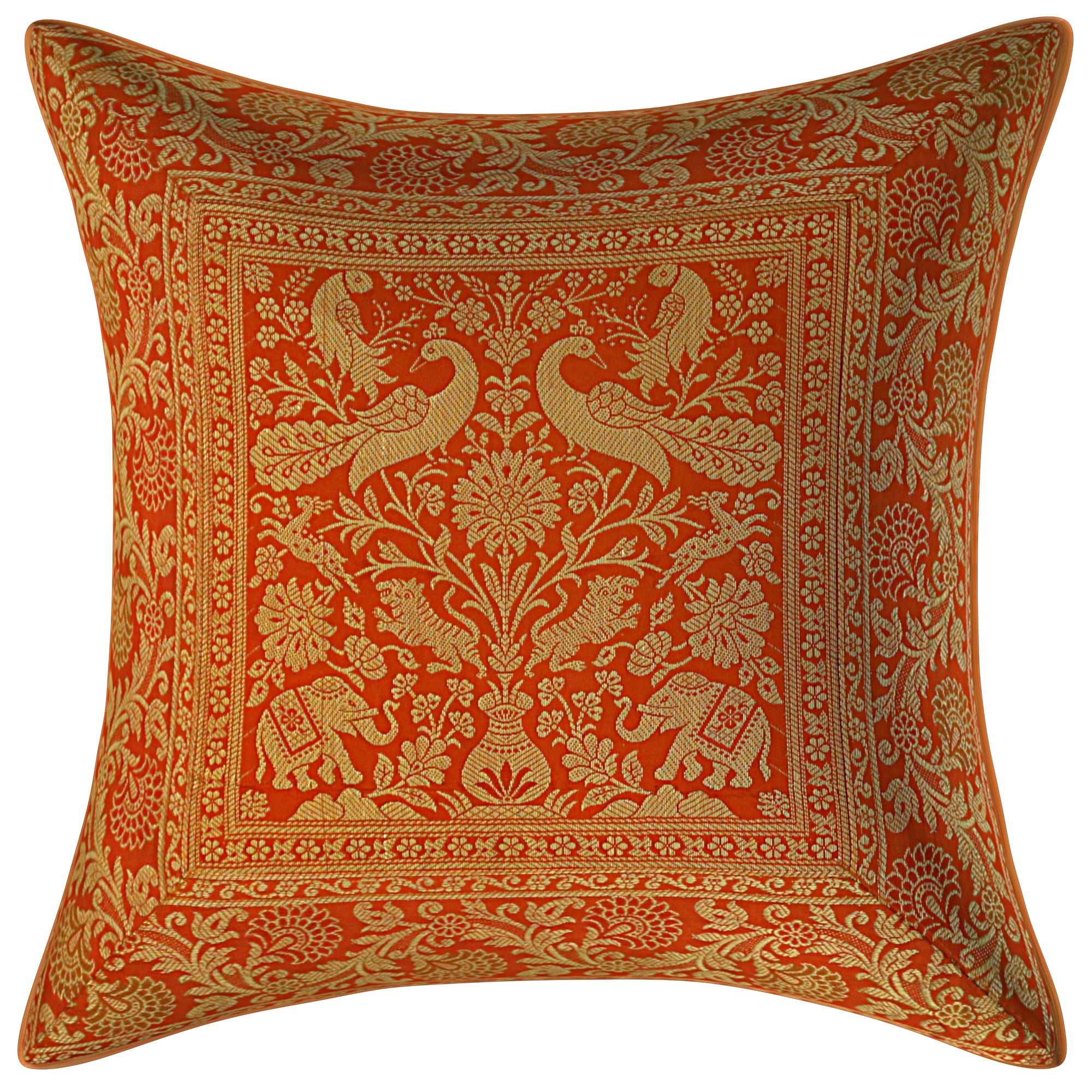 Stylo Culture Indian Chair Seat Throw Pillow Cover 16 x 16 Jacquard ...