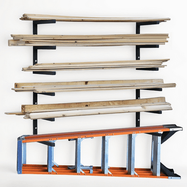 3 Pack Metal Lumber Storage Rack, Heavy Duty Steel, Wall Mounted, 3 ...