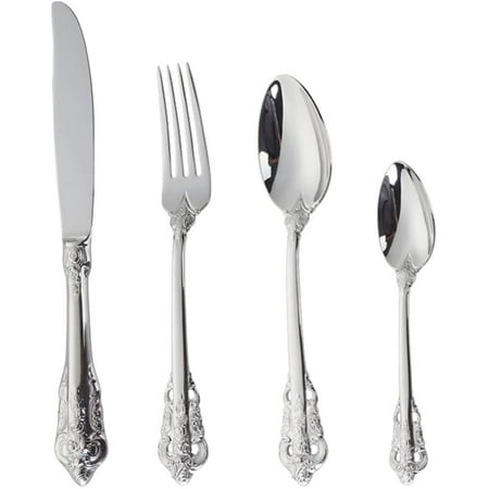 Vintage Silver Set 24pcs 18/10 Stainless Steel European Classic Style ...