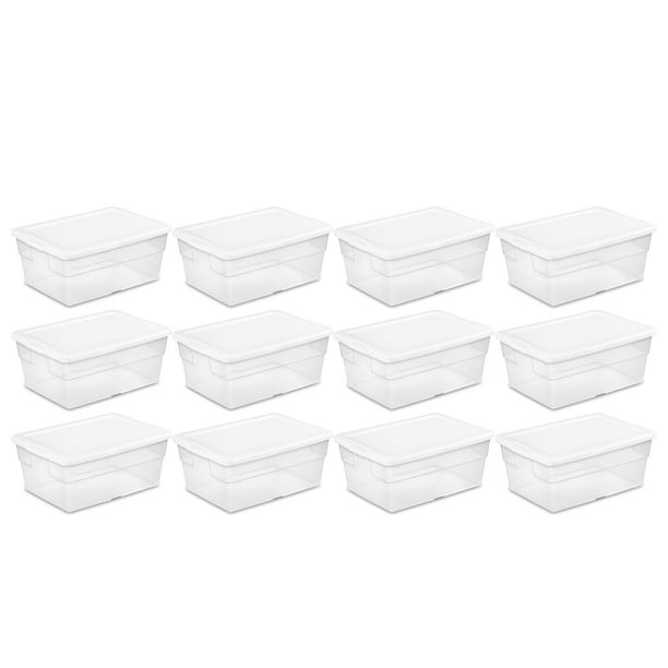 Sterilite 16 Quart Stacking Storage Container Tub with Lid, Clear (12 ...