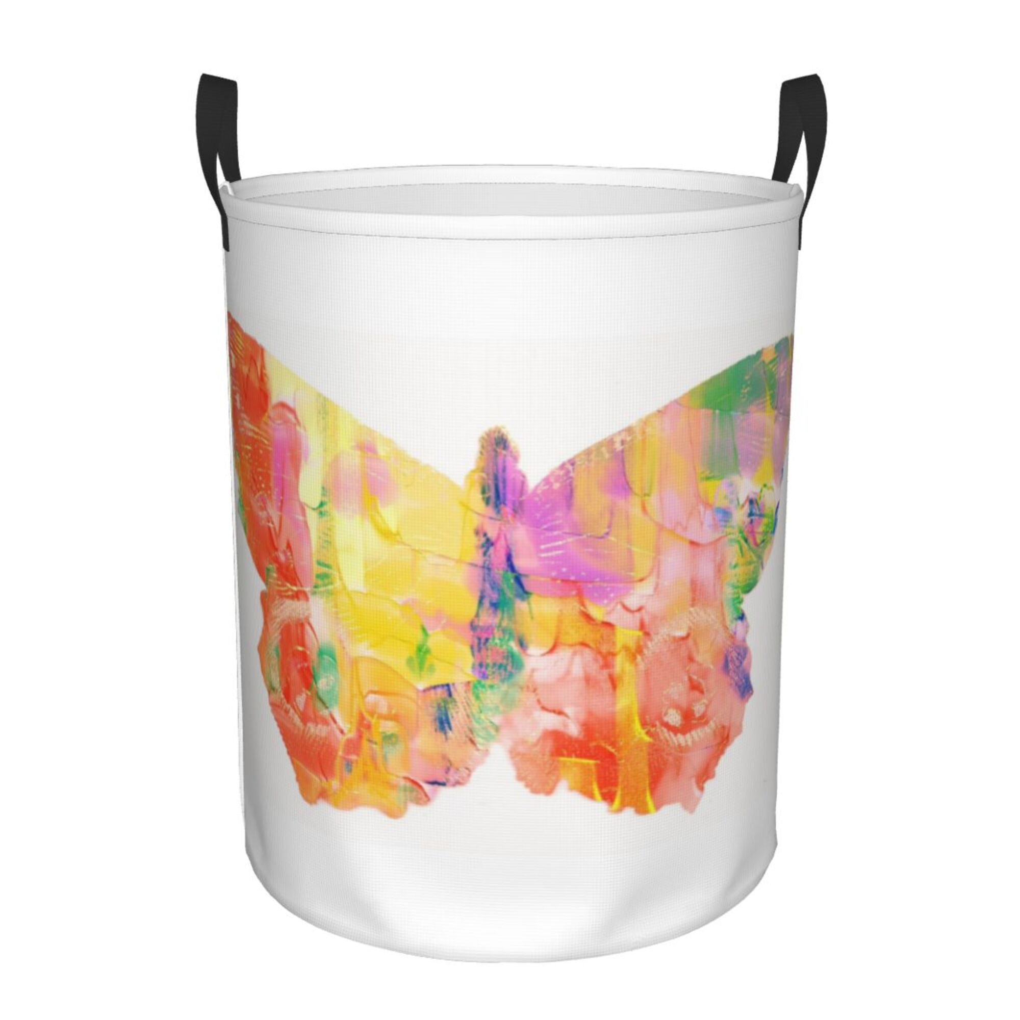XMXY Round Laundry Basket Organizer, Paint Ink Butterfly Waterproof ...