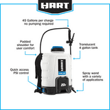 HART 20V 4-Gallon Portable Garden Backpack Pump, Cordless Weed Powered ...