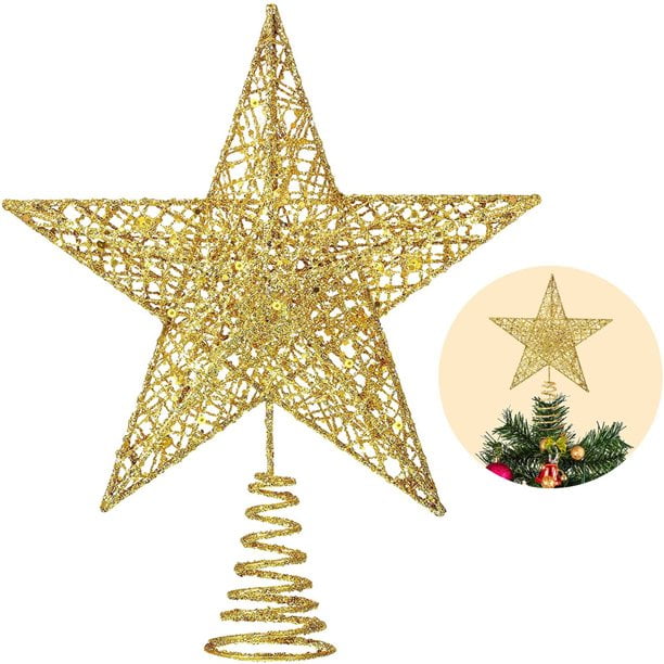 Christmas Tree Star Topper 9.8in Xmas Tree Topper Star Glittered Tree ...