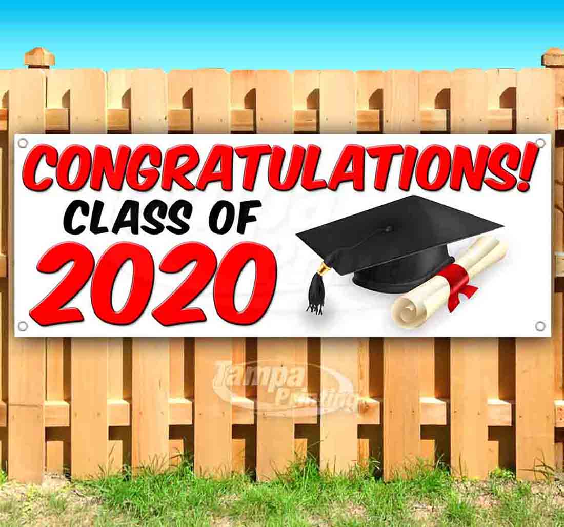 Congratulations! Class Of 2020 13 oz Vinyl Banner With Metal Grommets ...