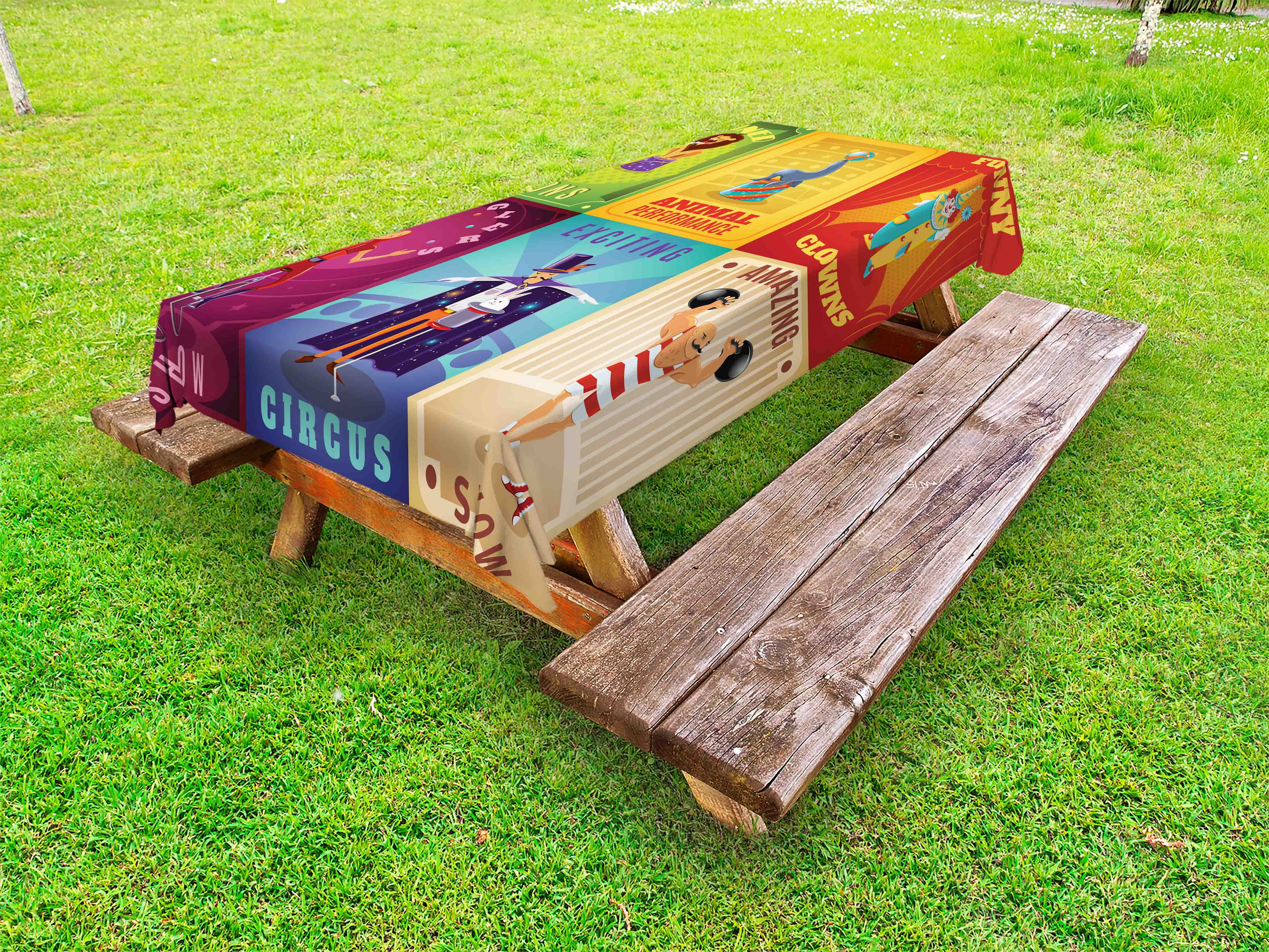 Circus Outdoor Tablecloth, Circus Characters with Trained Animals ...