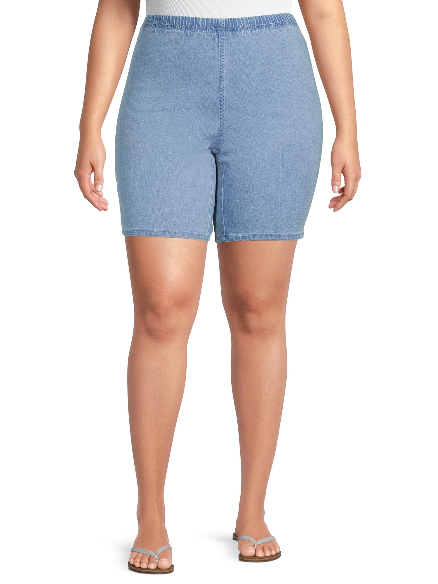 Just My Size Women's Plus Elastic Waist Stretch Bermuda Shorts ...