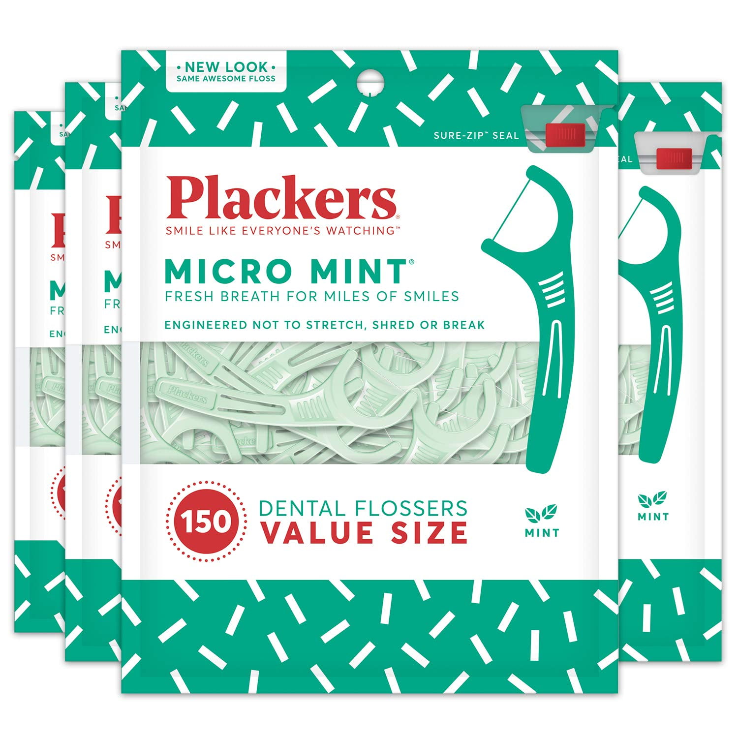 Plackers Dental Floss Picks Micro Mint, 150 Count - 4 Pack - Walmart.com