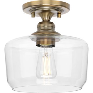 Singleton Collection One-Light 14" Vintage Brass Farmhouse Medium Semi ...