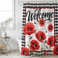 60x72 Inch Shower Curtains for Bathroom, Red Poppy Welcome Fabric Bath ...