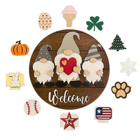 Famelof Welcome Sign Front Door Rustic Dwarf Wood Hanging Plaque (with ...