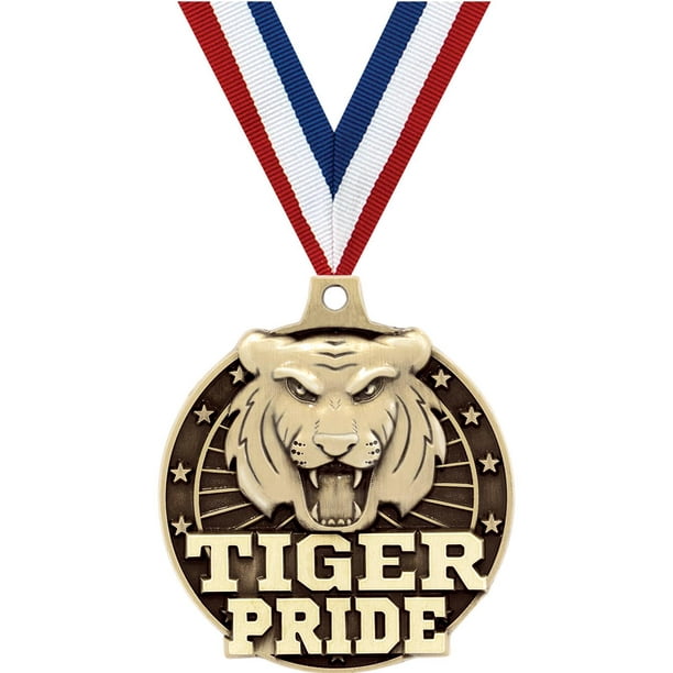 Tiger Pride Medals, 2" Gold Diecast Tiger Pride Medal Award 1 Pack ...