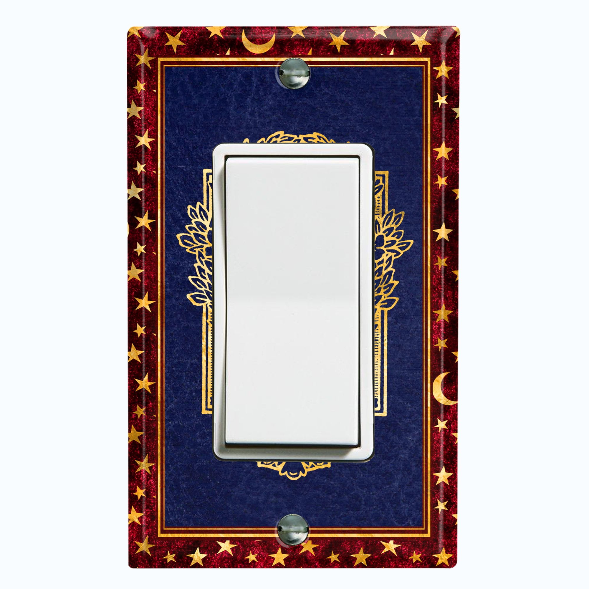 Metal Light Switch Plate Cover Elegant Gold Candle Frame Starry Moon ...