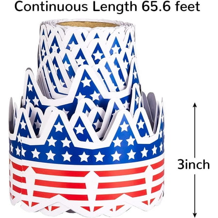 65.6Ft 4th of July Scalloped Bulletin Board Border Patriotic American ...