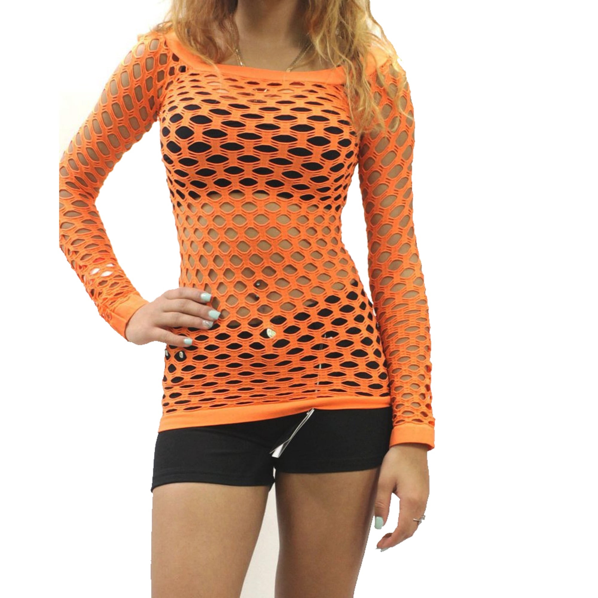 TD Collections Nylon Fishnet Long Sleeve Top Go Go Dance Wear - Walmart.com