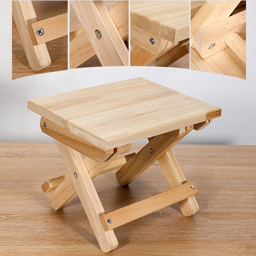 Folding Step Stool Foldable Wooden Small Bench Lightweight Chair for ...