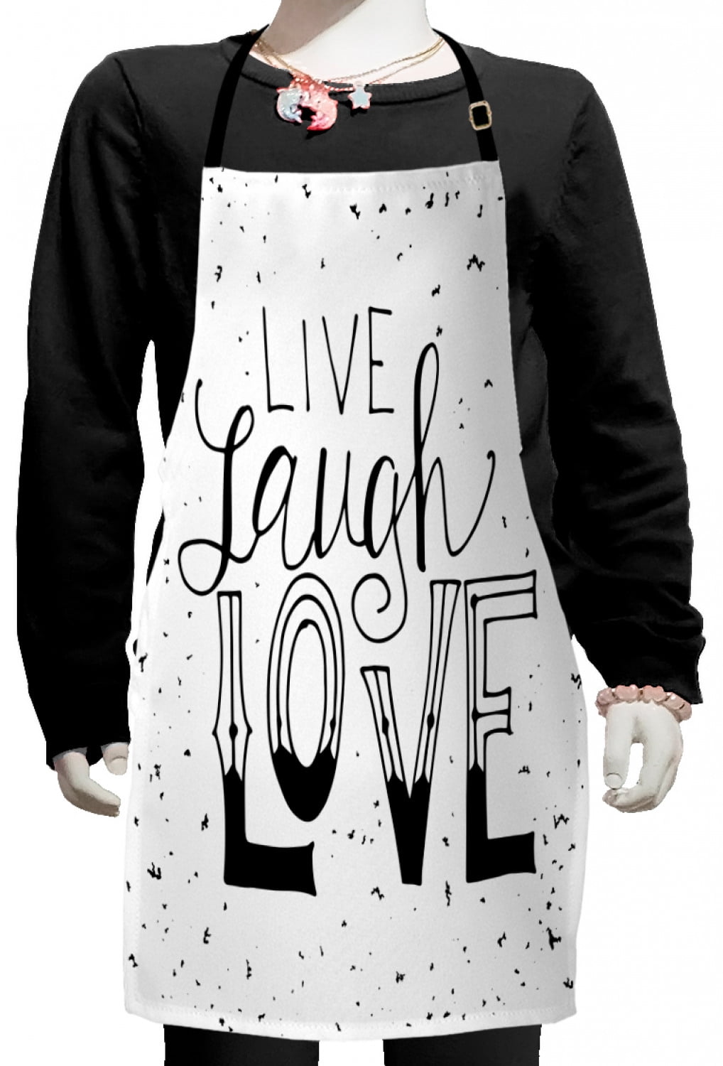 Live Laugh Love Kids Apron, Words Hand Drawn Style Typographical Design ...