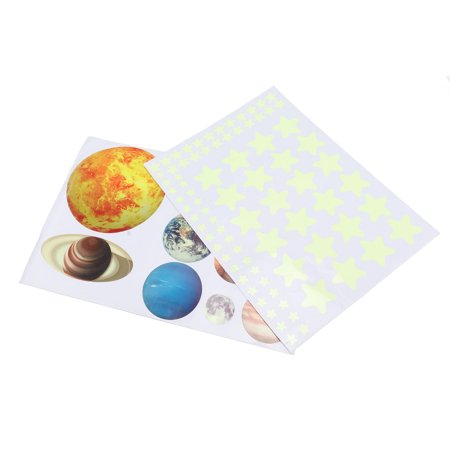 Glow Dark Planet Wall Stickers, PVC Top 10 Planets Stickers 110 Star ...