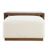 Hudson 48" Modern Luxury Ivory Boucle Upholstered Sliding Ottoman with ...