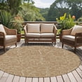 Brown Modern Art 5FT Round Area Rugs for Living Room White Abstract ...