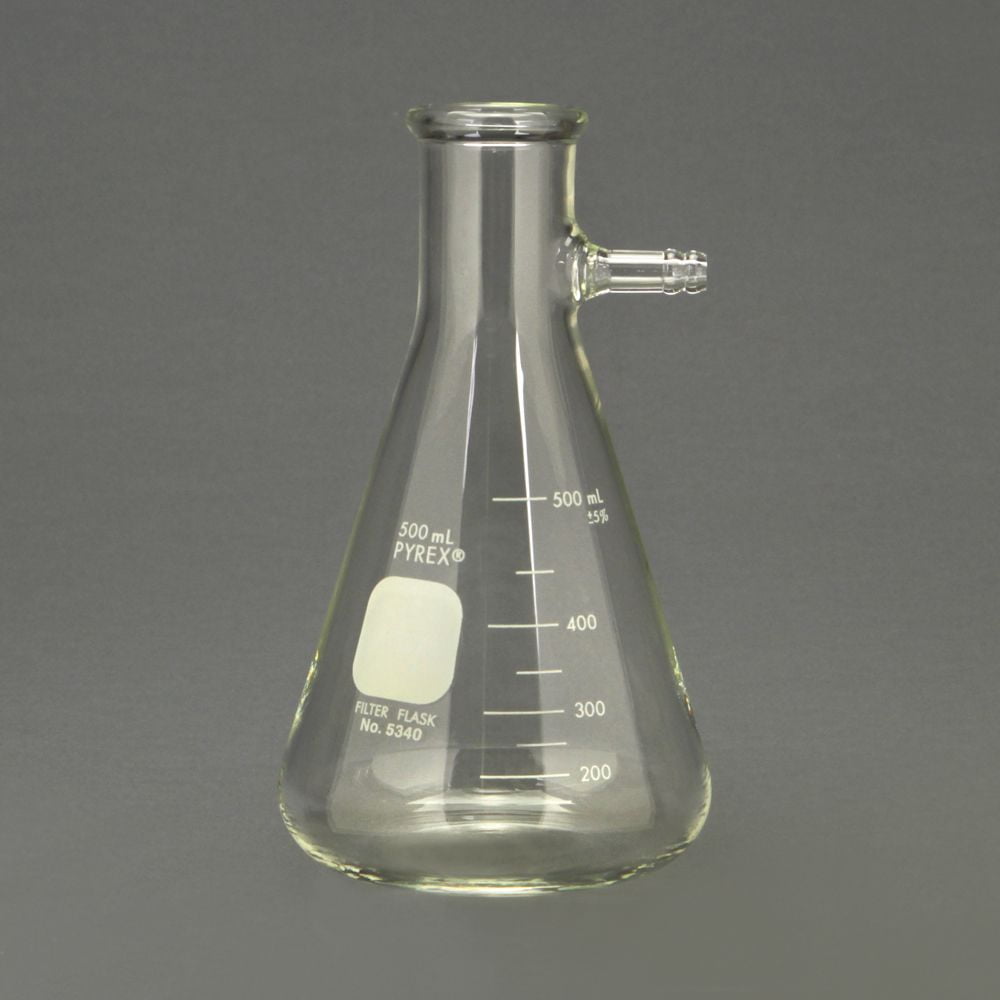 Pyrex Glass Filtering Flask, Heavy-Walled, With Side Tubulation, 500 Ml ...