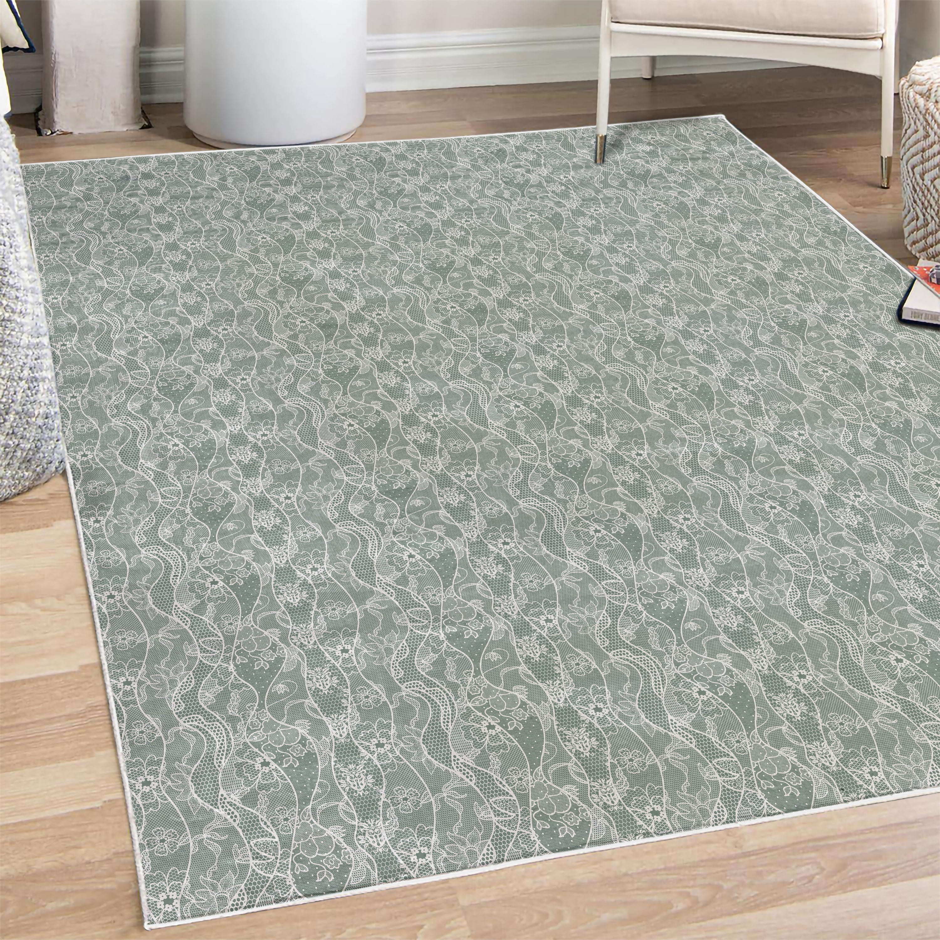Vintage Decorative Rug, Lace Pattern Backdrop with Floral Composition ...