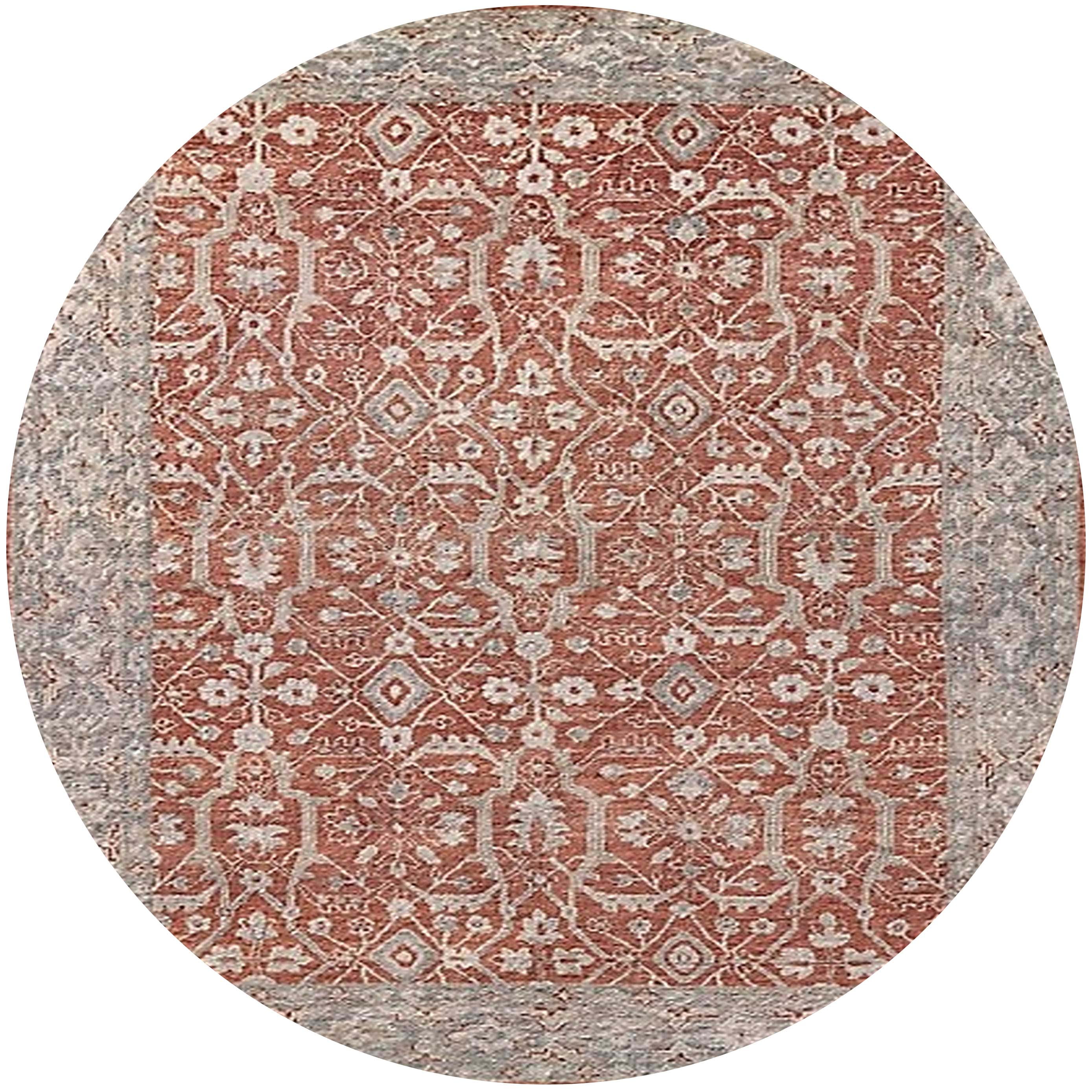 Ahgly Company Indoor Round Mid-Century Modern Chestnut Red Oriental ...