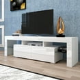 Euroco Modern White TV Stand, 20 Colors LED TV Stand w/Remote Control ...