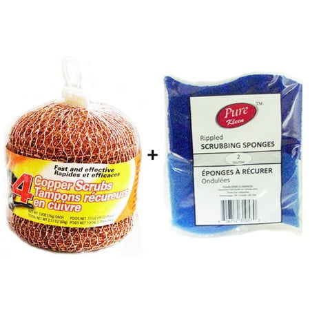Copper Scrubs by Purest & Rippled Scrubbing Sponges by Pure Kleen ...