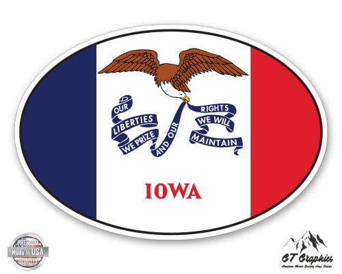 Iowa State Flag Oval - 5" Vinyl Sticker - For Car Laptop I-Pad ...