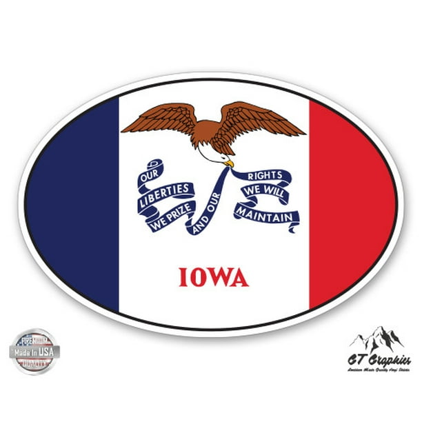 Iowa State Flag Oval - 5" Vinyl Sticker - For Car Laptop I-Pad ...