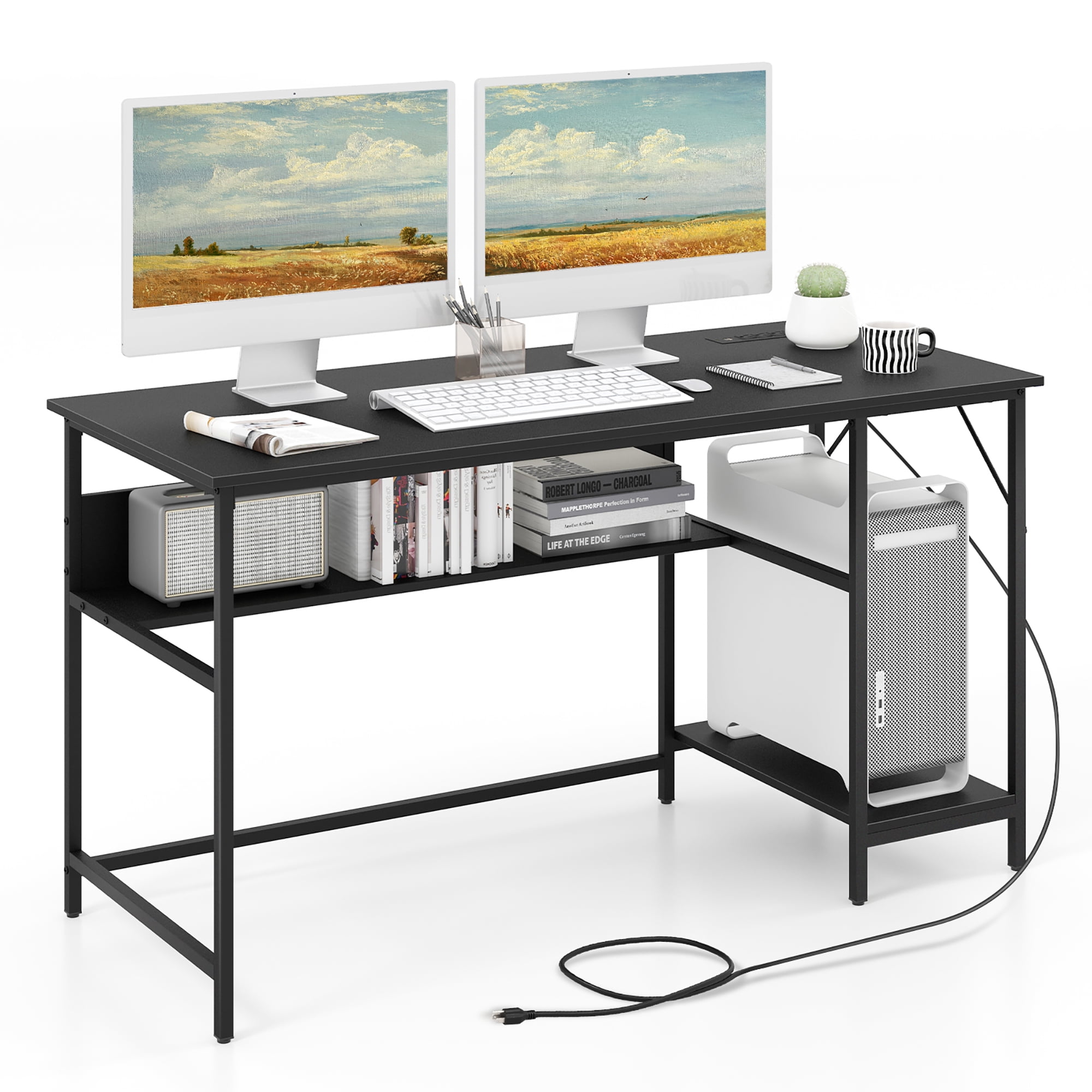 Click here for Gymax 55 Inches Computer Desk W/ Charging Station... prices