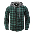 Antinious Men Check Hooded Collar Long Sleeve Trendy Loose Casual ...