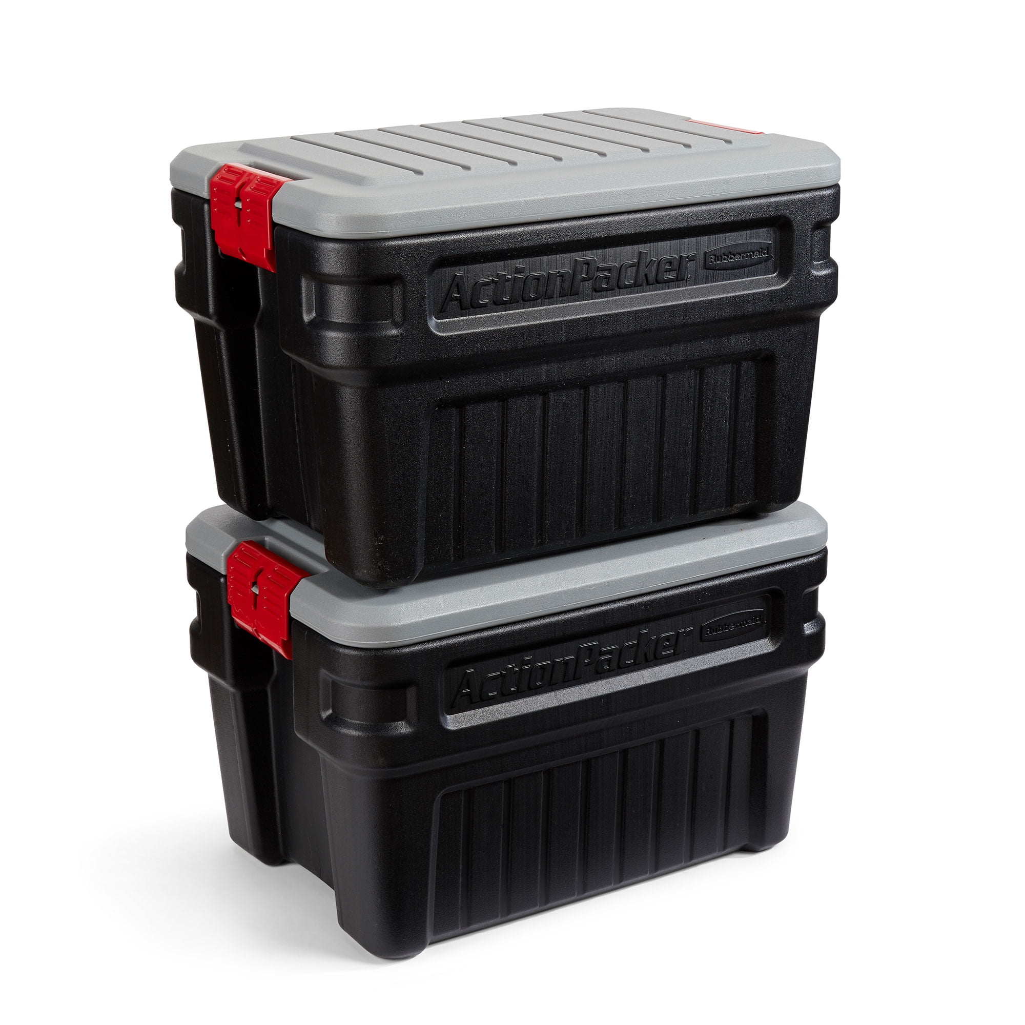 Open Box Rubbermaid 24 Gal Lockable Latch Storage Container, Black (2 ...