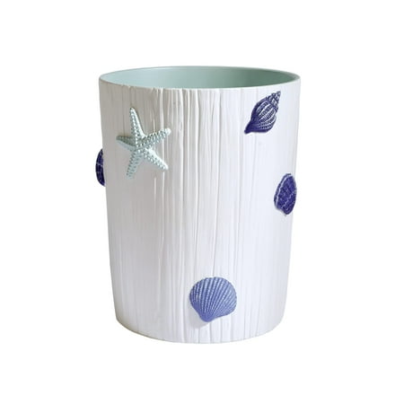 Sea Shell Waste Basket Trash Can For Bathroom Bath Accessory Coastal ...