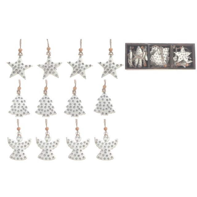Gem Studded Metal Ornament (Angel/Tree/Star) (Set Of 12) (Asstd ...