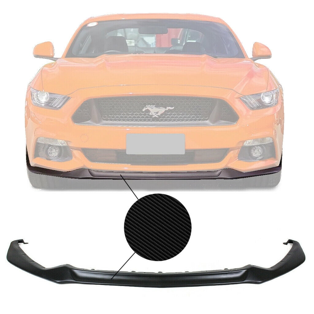 Fits 15-17 Ford Mustang GT Style Front Bumper Lip Spoiler - Carbon Look ...