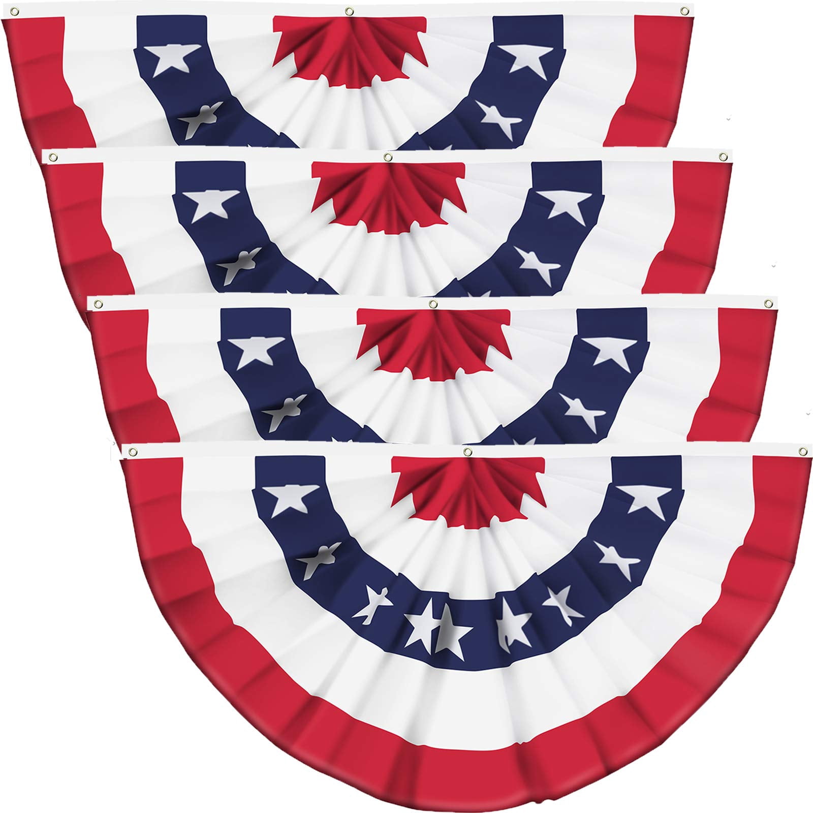 Cumka 4 Pieces USA Pleated Fan Flag American US Bunting Flag Patriotic ...